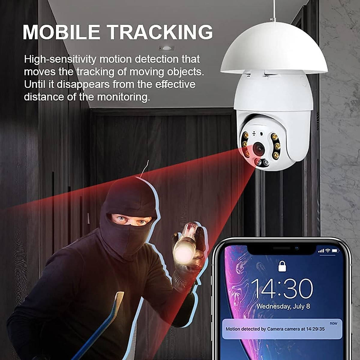 EVERSECU 2K 4MP Light Bulb Security Camera, Outdoor Waterproof, 360° View, 2.4G WiFi&Wireless, Motion Detection, Auto Tracking, 2 Way Audio, Color Night Vision, Work with Alexa Google, Siren Alarm