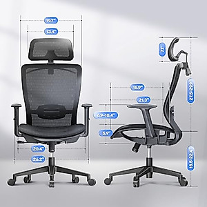 FLEXISPOT Ergonomic Office Chair High Back Mesh Swivel Computer Chair Home Office Desk Chairs with Wheels Lumbar Support Deep Black