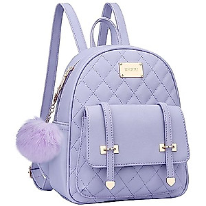 KKXIU Women Small Backpack Purse Synthetic Leather Quilted Mini Daypack Fashion Bookbag for Ladies (Purple)