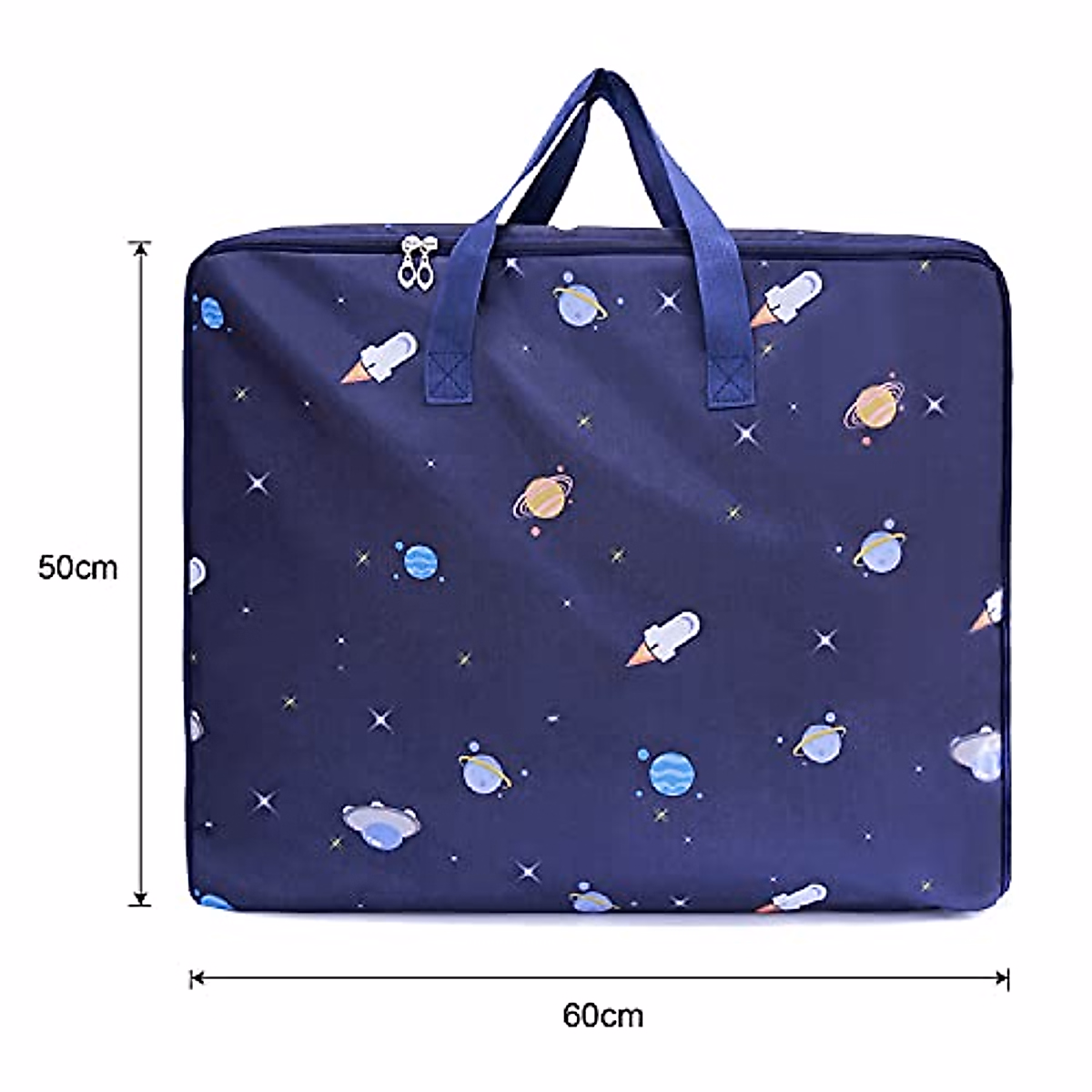 Large-capacity storage bag, clothes quilt storage bag, Oxford cloth waterproof and moisture-proof, suitable for outdoor and indoor, under-bed wardrobe clothes storage, luggage storage, camping, travel (Planet Rocket)