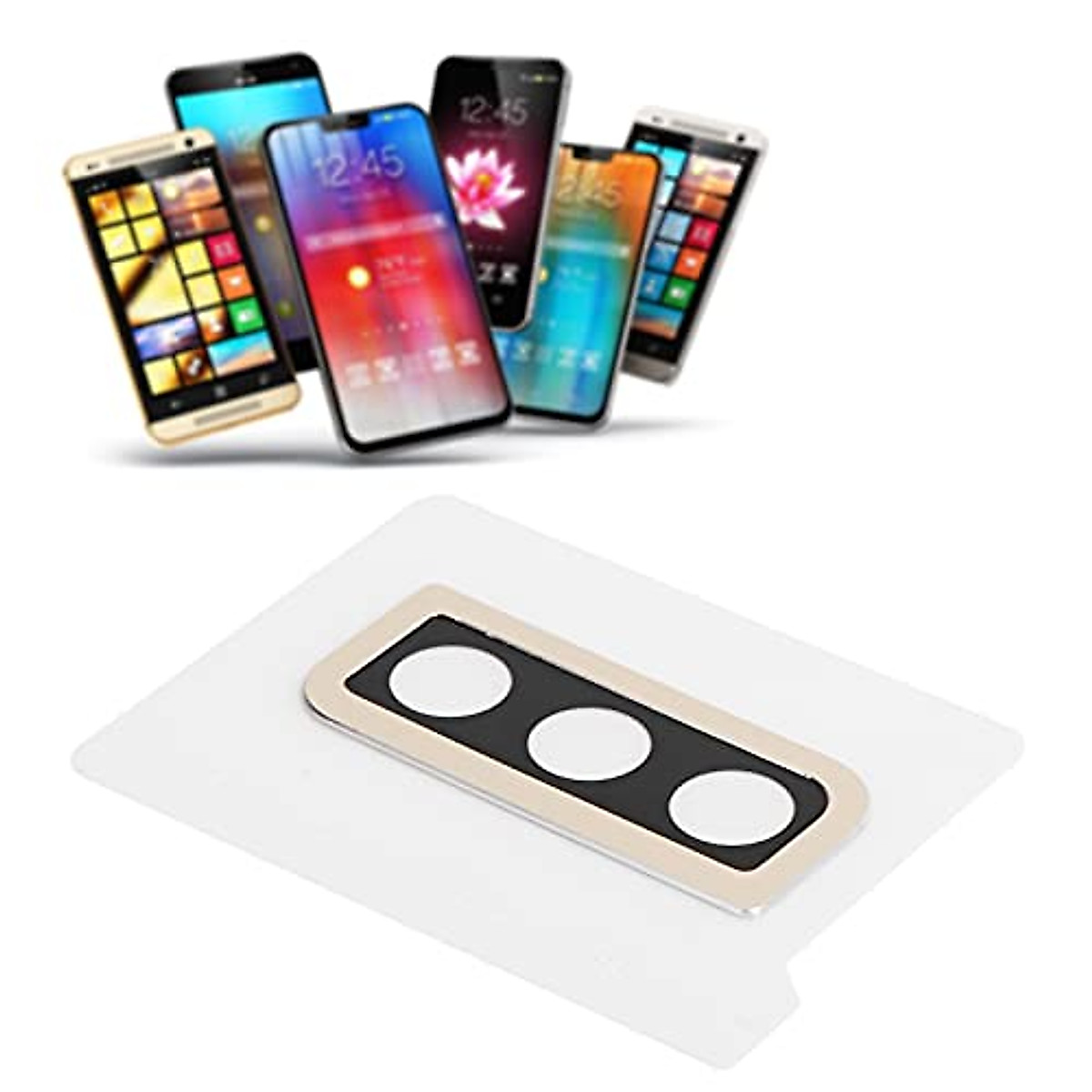 Mobile Phone Camera Lens Protector,High Transparency Rear Camera Cover Metal Phone Camera Covering Film for Samsung S21/S21 Plus,1:1 Original(Black Gold)