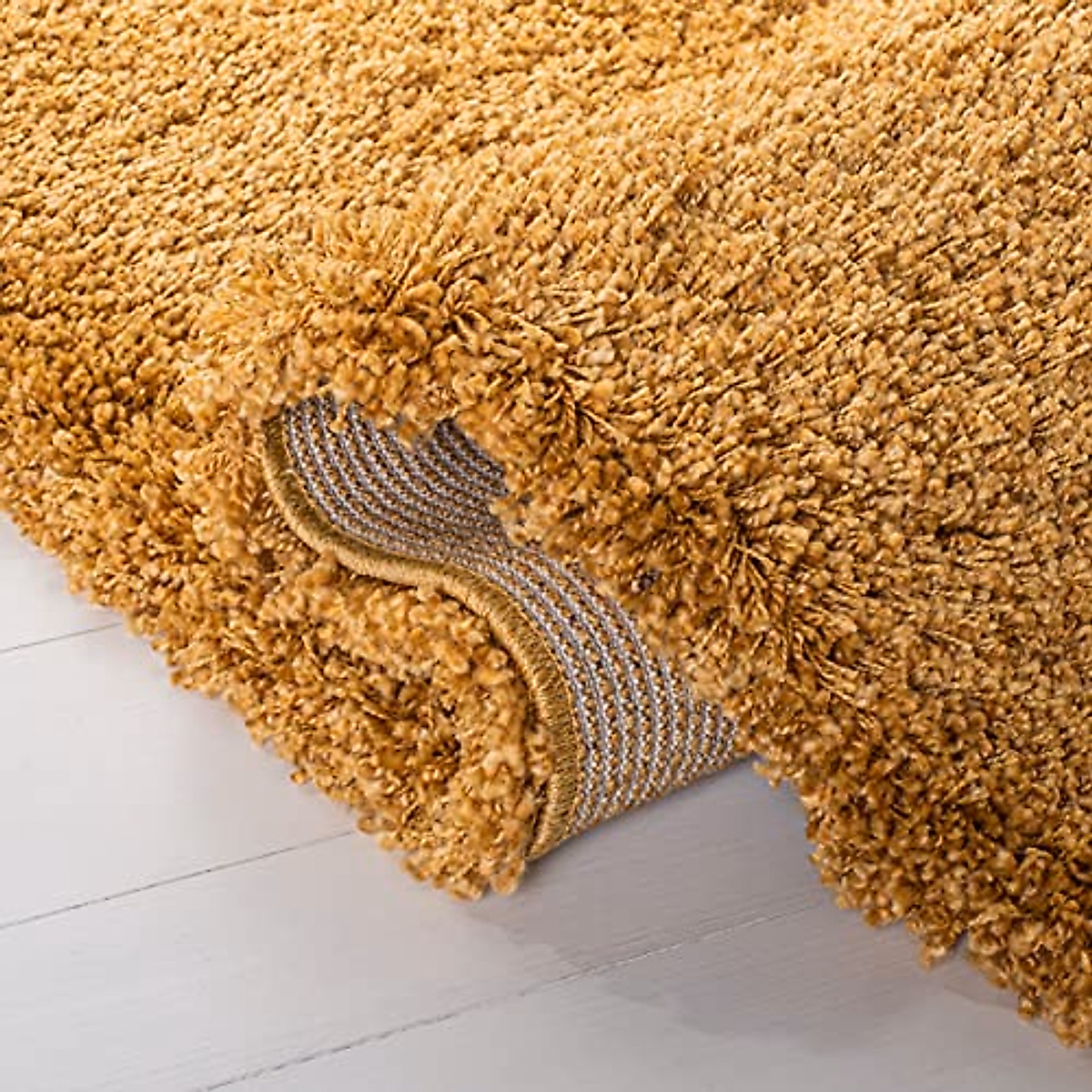 SAFAVIEH Hudson Shag Collection Accent Rug - 2' x 3', Gold, Modern Solid Design, Non-Shedding & Easy Care, 2-inch Thick Ideal for High Traffic Areas in Entryway, Living Room, Bedroom (SGH220D)