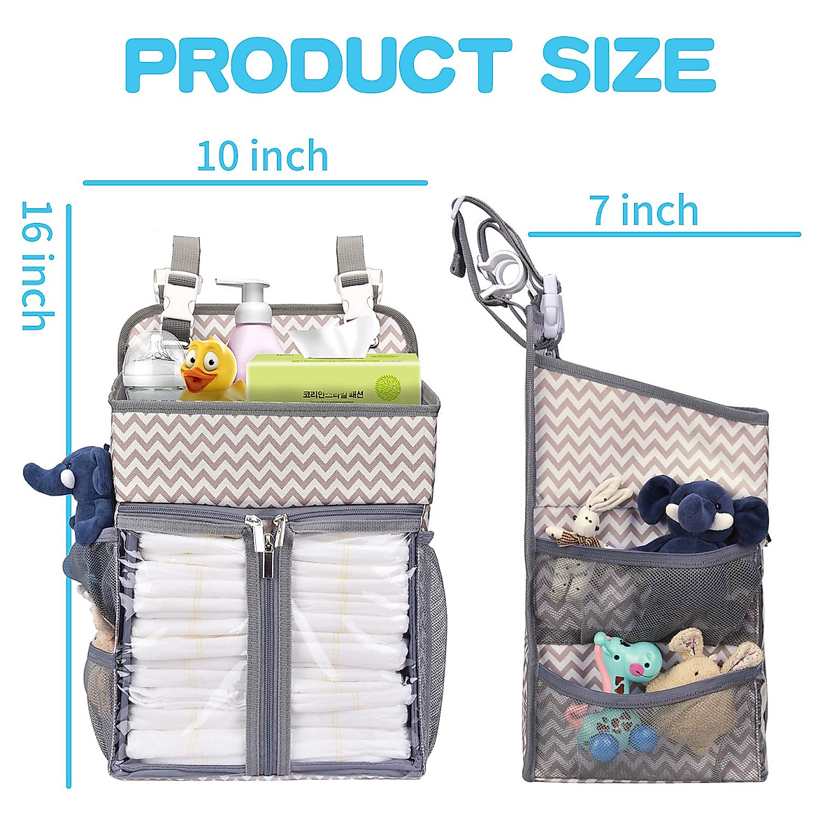 BAGLHER Hanging Diaper Organizer,Baby Diaper Organizer is Suitable for Hanging on Diaper Table,Nursery, and All Cribs.Baby Supplies Storage Diaper Rack,Diaper Stacker.