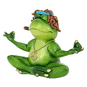 Meditating Yoga Frog Figurine Home Decorative Accent Decor Funny Zen Hippie Frog Yoga Lotus Pose (Hippie)