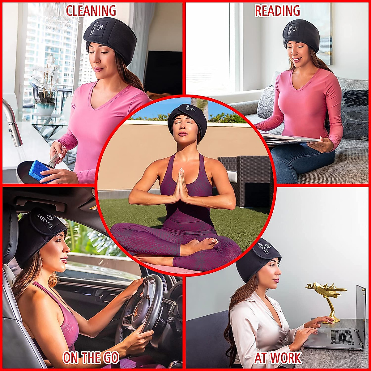 Headache & Migraine Relief Wrap Hat | Hot & Cold Gel Ice Pack, Warm Cold Compress Therapy Wrap for Tension Headache Relief, Stress, Pain & Sinus Pressure Reusable & Flexible with Adjustable Closure