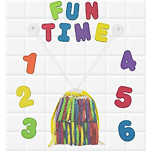 Click N’ Play 36 Piece Play Set of Bath Foam Letters & Numbers with Mesh Bag Organizer, Non Toxic & BPA Free, Colorful, Educational & Fun ABC Foam Bath & Shower Toys for Baby & Toddlers