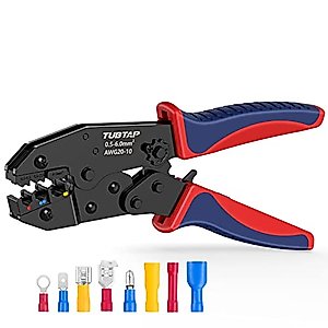 TUBTAP Crimping Tools for Electrical Connectors [AWG 20-10] - Wire Crimpers - Wire Crimping Tool - Ratcheting Wire Crimper for Heat Shrink Wire Connectors and Insulated Nylon Connectors, 0.5-6.0mm²
