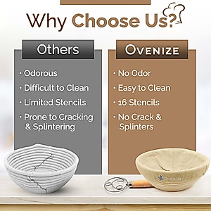 Banneton Bread Proofing Basket Set of 16, Bread Making kit for Sourdough | Made of 100% Organic, Odorless & Splinter Free Rattan, Proofing Bowls for Sourdough Bread, Proofing baskets (Premium Kit)