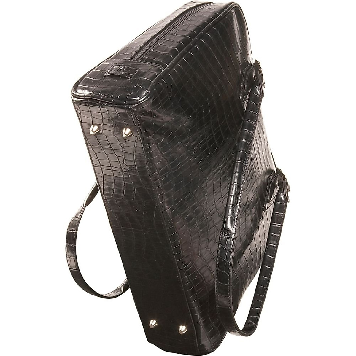 Mobile Edge Women's Black, Milano 15.4 Inch Business Laptop Handbag Faux Croc, Soft Poly-Suede Lining Protection, MEMC1S