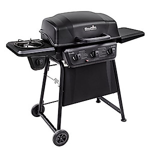 Char-Broil Classic 360 3-Burner Liquid Propane Gas Grill with Side Burner & Cuisinart CGS-W13 Wooden Handle Tool Set (13-Piece), Black