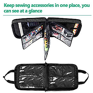 YARWO Sewing Accessories Organizer, Sewing Supplies Storage Bag for Sewing Tools and Craft Supplies, Black with Arrow (Patented Design)