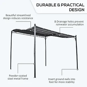 Outsunny 10' x 10' Steel Outdoor Pergola Gazebo, Patio Canopy with Weather-Resistant Fabric and Drainage Holes for Backyard, Deck, Garden, Gray