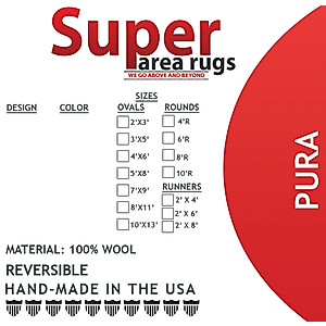 Super Area Rugs Pura Braided Wool Rug Extra Soft Reversible Living Room/Bedroom Carpet, Walnut, 2' x 3' Oval