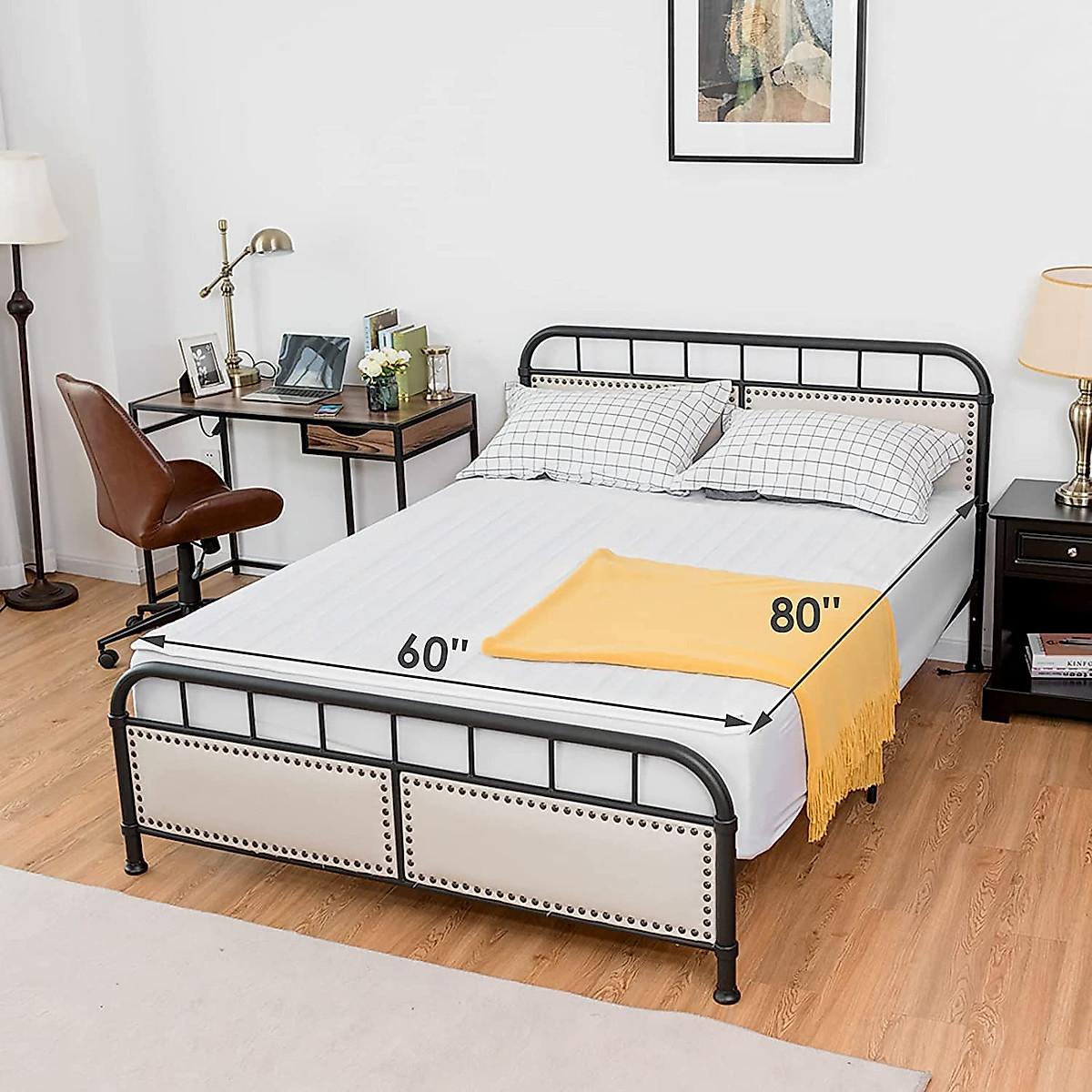 Hysache Heated Mattress Pad, 80" x 60" Electric Mattress Pad with 8 Heat Levels, 4 Timings, Overheating Protection, Detachable Controller, UL & ETL Approved, Machine-Washable Mattress