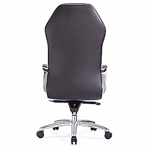 Modern Ergonomic Sterling Genuine Leather Executive Chair with Aluminum Base- Black
