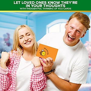 Decorably 24 Pack Funny Thinking of You Cards with Envelopes & Stickers, 24 Unique Designs Printed Message Greeting Cards Thinking of You Greeting Cards, 6x4 Box of Cards Thinking of You Cards Funny