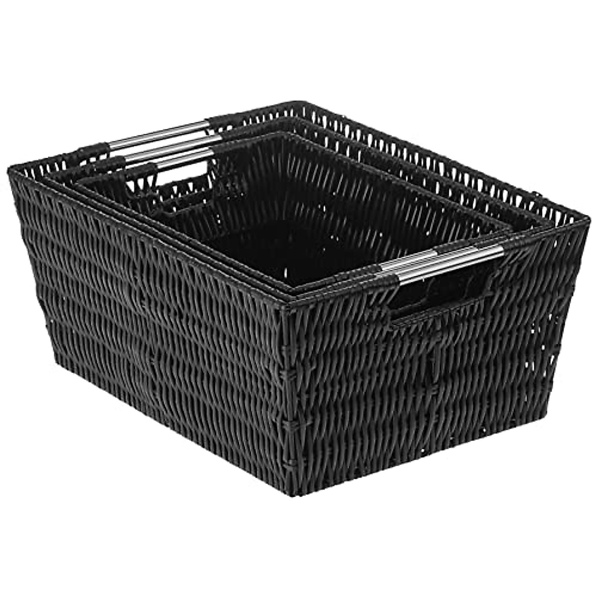 Whitmor Rattique Storage Baskets - Black - (3 Piece Set)