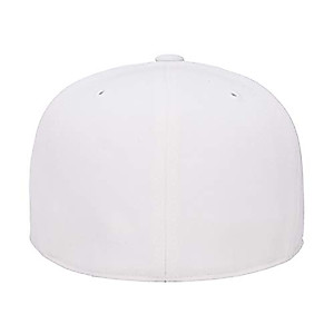 Flexfit Men's 210 Fitted Flat Bill Cap Hat, Small/Medium White