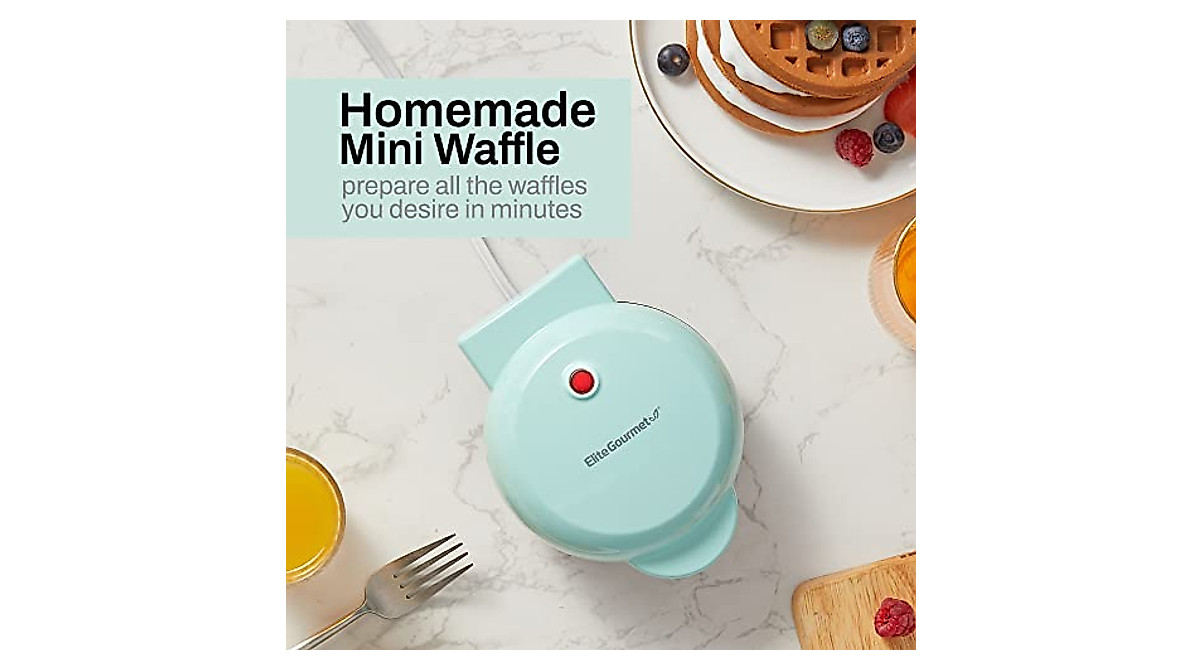 Elite Gourmet Mint Waffle Maker - Compact & Easy to Use