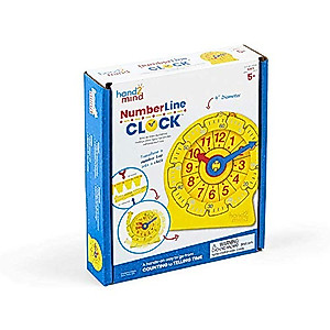 hand2mind - 92286 Number Line Clock for Kids Ages 5-10, Turn A Number Line Into A Clock, Hands-on Way to Go from Counting Numbers to Telling Time, Learning to Tell Time Clock, Homeschool Supplies (Set of 1)