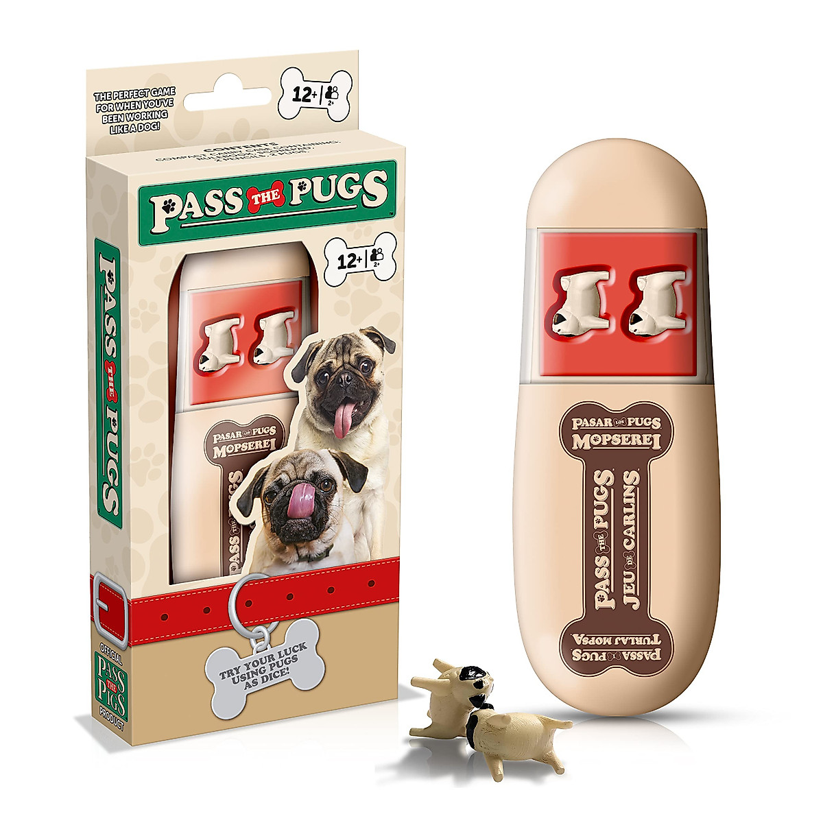Pass The Pugs Dice Game, The Classic Party and Travel Game, Will You get a Double faceplant or Puppy Love, First to 100 Points wins, Makes a Great Gift for Ages 6 Plus