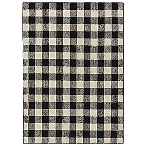 Garland Rug Country Living Buffalo Plaid 7 Ft. x 10 Ft. Indoor/Outdoor Area Rug Black/Ivory