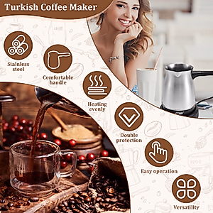 LYIYEYAN Turkish Coffee Maker, 600ml Stainless Steel 110V Turkish Coffee Machine, 5 to 6 Cups Capacity Turkish Coffee Pot, Electric Coffee Maker, Warmer Kettle with Ergonomic Handle for Home Travel
