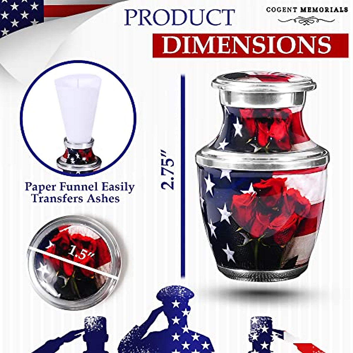 Mini Urn w/Velvet Bag, Funnel, Box – Memorial Funeral Urn Ashes Keepsake for Humans & Pets – Beautiful Cremation Urns - Aluminum Keepsake Urns for Human Ashes & Pets - Decorative Urns for Home Décor