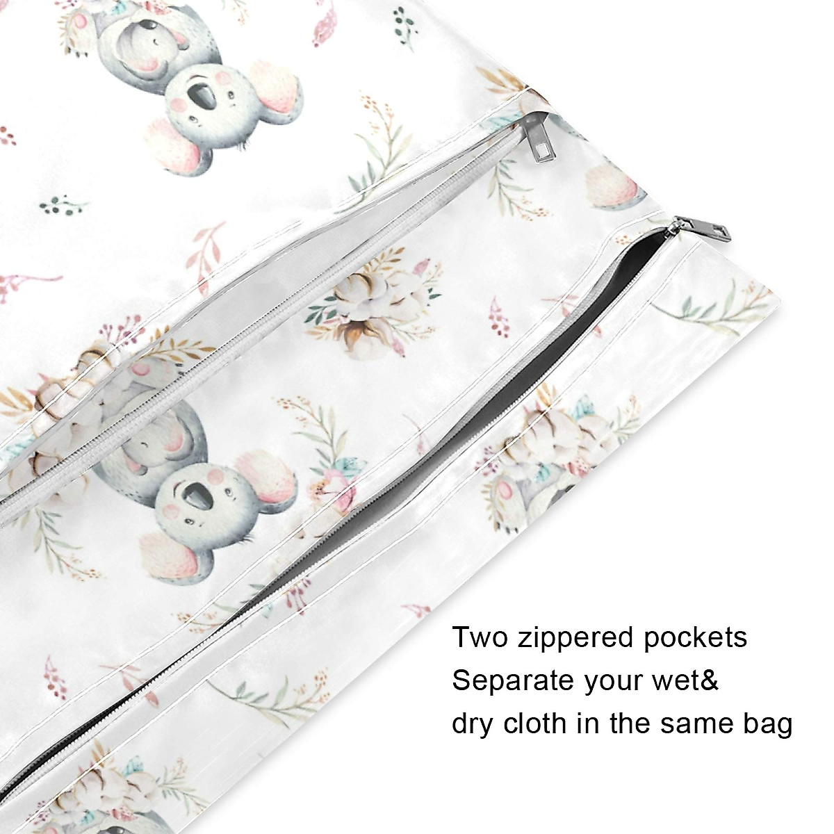 Blueangle Little Baby and Mom Koala Wet Dry Bag for Cloth Diaper, Swimsuit & Travel - Water Resistant Wet Bags - Perfect for Wet Clothes, Toiletries, Beach, 2 Pack