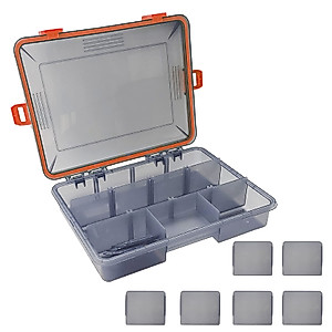 2PC Aventik Waterproof Fishing Tackle Boxes Hooks Storage Trags Organizer Box Transparent Adjustable Dividers Hold Terminal Fishing(3500M-Green&Red)