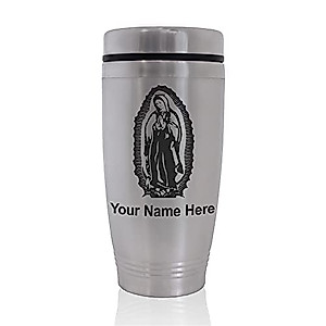 SkunkWerkz Commuter Travel Mug, Virgen de Guadalupe, Personalized Engraving Included