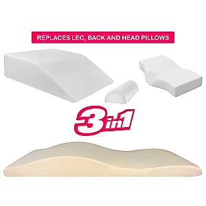 XOLLOZ | Curved Mattress (23 in) + Pillow | Curved Memory Foam Lash Bed Pillow With Neck And Back Support | Curvy High Density Massage Bed Topper with Soft Touch Short Plush and Egonomic Design