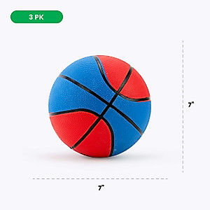 Boley Rubber Basketball Set with Pump - 3 Pk 22 inch Size 3 Indoor & Outdoor Basketballs for Kids 3+