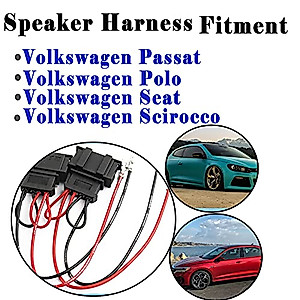 4 Pack Speaker Wire Harness Adapter Replacement for Volkswagen Speaker Harness VW Jetta GLI GTI Beetle Golf Passat Polo Car Speaker Connector Harness Adapter