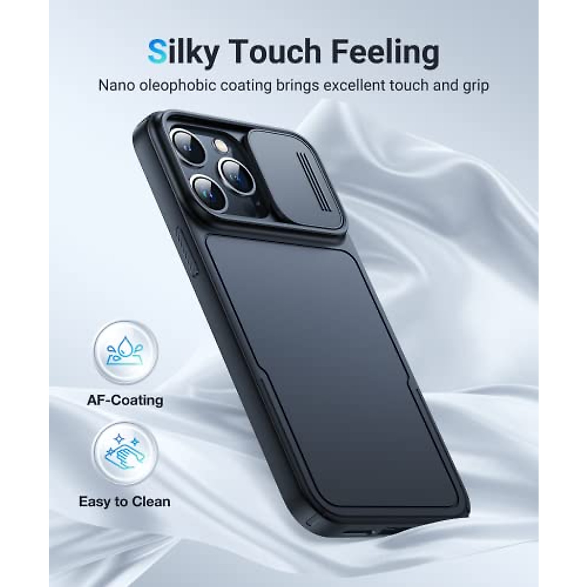 Simtect Designed for iPhone 14 Pro Max Case with Sliding Camera Cover, Shockproof & Military-Grade Protective Silicone Phone Case for iPhone 14 Pro Max 6.7 inch - Black