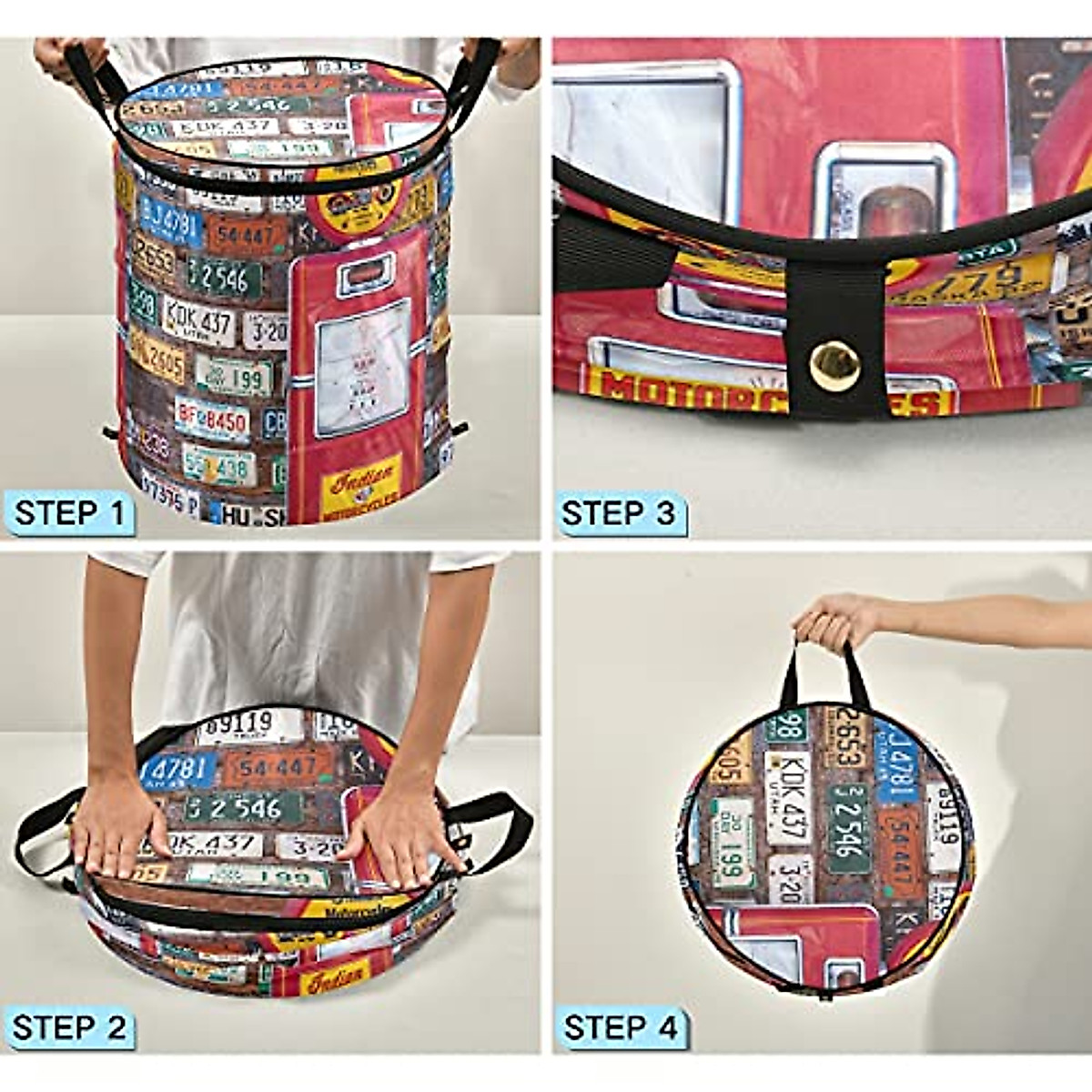 Old American License Pop Up Laundry Hamper Collapsible with Lid Dirty Clothes Hamper Laundry Basket Storage Baskets Organizer for Home, Laundry, Travel