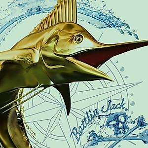 Rattlin Jack Men's UV Sun Protection Sport Fishing Shirt Marlin Gold XL Teal