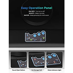 SOUKOO 2 in 1 Countertop Water Ice Maker, 48lbs Daily Ice Cube Makers,Stainless Steel,Tabletop Ice Maker Machine with a Scoop and a 4.5 Pound Storage