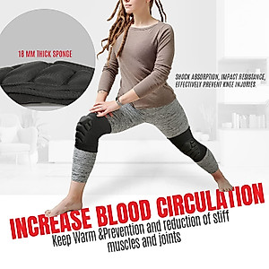 Wanlvhu Protective Knee Pads Thick Sponge Volleyball Knee Pads Collision Avoidance Knee Sleeve Anti-Slip Breathable Sports Knee Brace for Football Basketball Running Dance (Black, Large)