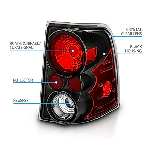 AmeriLite Black Replacement Brake Tail Lights Set For 02-05 Ford Explorer - Passenger and Driver Side