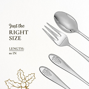 Spode Christmas Tree Salad Servers (Set of 2) - 10 Inch Flatware Serving Spoon & Fork, Festive Holiday Tableware, 18/10 Stainless Steel Serving Utensils - Dishwasher Safe, Ideal for Holiday Dining