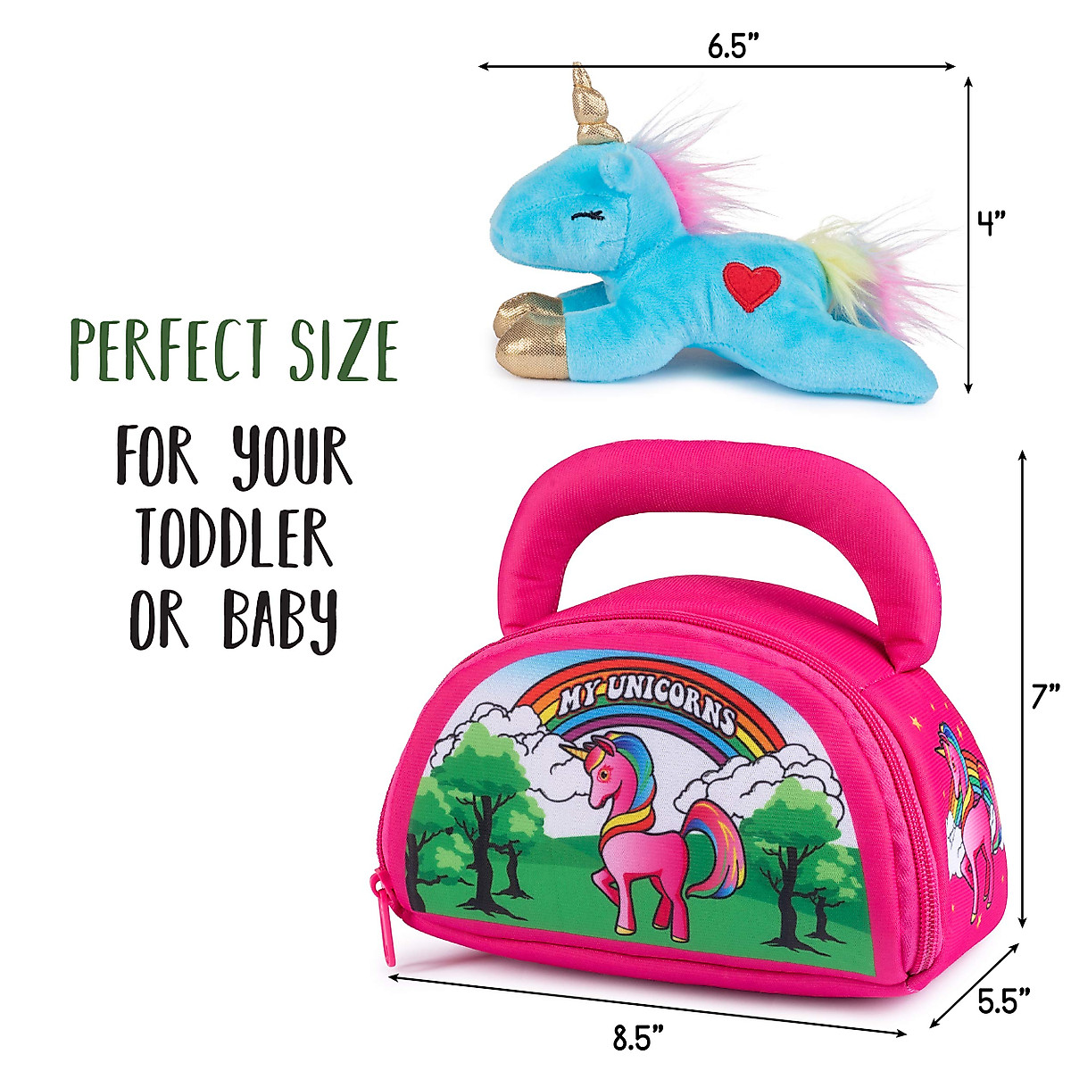 Plush Creations Talking Unicorn Plush Toy Set Includes 4 Talking Soft Stuffed Unicorns for Girls, A Pink, Blue, White, & Yellow Plush Unicorn Doll with A Pink Carrier, Great Gift for Baby and Toddler