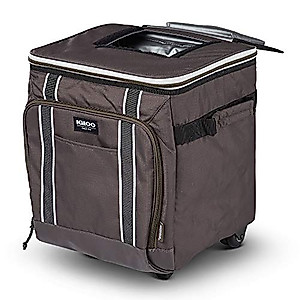 Igloo 40 Can Large Portable Insulated Soft Cooler with Rolling Wheels, Olive