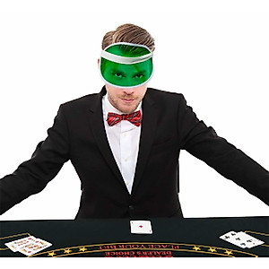Casino Dealer Accessory Pack - Bundle Includes Green Dealing Visor and Fancy Bowtie - Great for Poker Dealer Costume, Uniform for Las Vegas Game Nights - Blackjack Card Deal Outfit