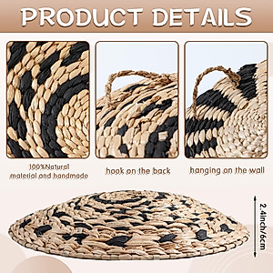 CroBlissful 7 Pcs Boho Wall Basket Decor Hanging Handcrafted Seagrass Woven Basket Wall Decor Round Bohemian Basket Wall Art for Farmhouse Home Room Rustic Decorations Table, Multi Sizes (Classic)