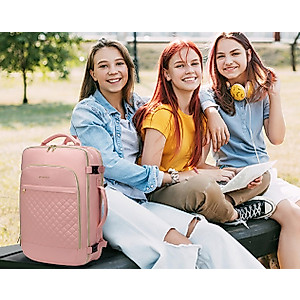 Roysmart Travel Backpack for Women, Carry on Suitcase Bag Personal Item Bag for Airlines, Outdoor Waterproof Hiking Backpack, Sports Rucksack Dasual Daypack-Pink