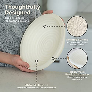 Bulka Banneton Bread Proofing Basket Spruce Wood Pulp Round 9" Groove, Sourdough Bread Baking Supplies Brotform - Non-Stick Dough Proving Bowl, Gifts for Bakers making Artisan Loaves, Made in Germany.