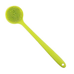 INGVY Dry Brushing Body Brush Cepillo de baño de Mango Largo, masajeador Corporal, cepillo de silicona para el cuidado de la piel, cepillos de ducha (Color : Green)