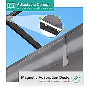 Patiorama 10’ x 10’ Outdoor Retractable Pergola with Sun Shade Canopy, Dark Gray Patio Aluminum Shelter Grape Trellis, Patio Gazebo Pergola, Large Pavillion Grill for Garden Porch Yard BBQ (Gray)