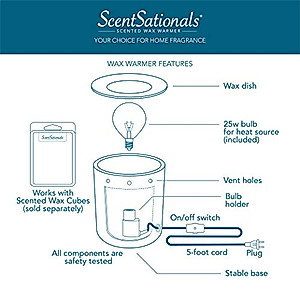 Scentsationals Wax Melt Warmer, Wax Warmer for Scented Wax Melts - Mosaic Collection Garden Delight - Candle Wax Melter for Fragrance Cubes and Tarts